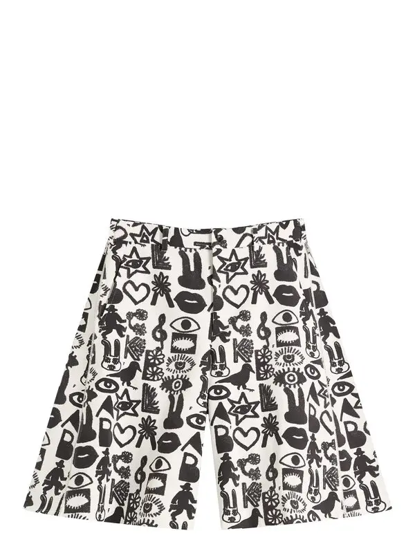 Comme Des Garçons Cotton Pagowski Printed Shorts - White/black