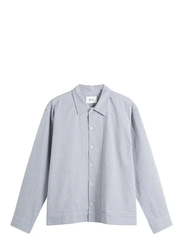 Nn07 Reed Check Seersucker Overshirt - Stone Blue