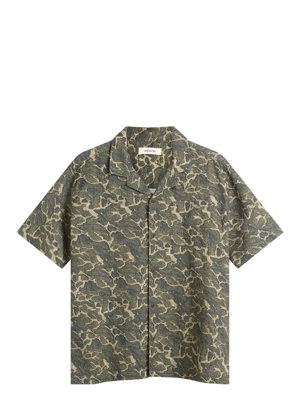 KESTIN Landscape Print Crammond Shirt - Olive