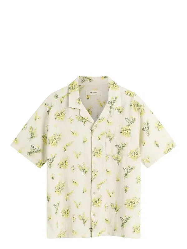 KESTIN Gorse Print Crammond Shirt - Ecru