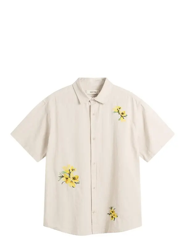 KESTIN Floral Slub Ferness Shirt - Oatmeal