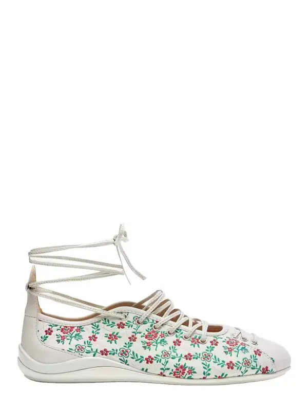 LILI CURIA Isolde Floral Lace-up Ballet Sneakers - White