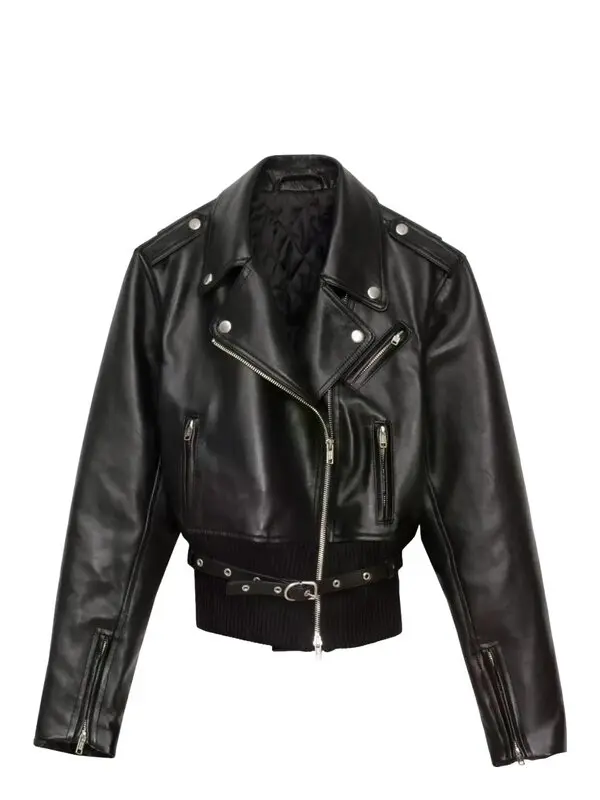 3.1 Phillip Lim Belted Leather Biker Jacket - Black