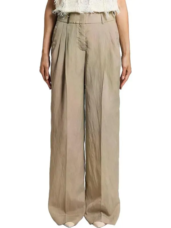 Peserico Pleated Wide-leg Trousers - Neutrals