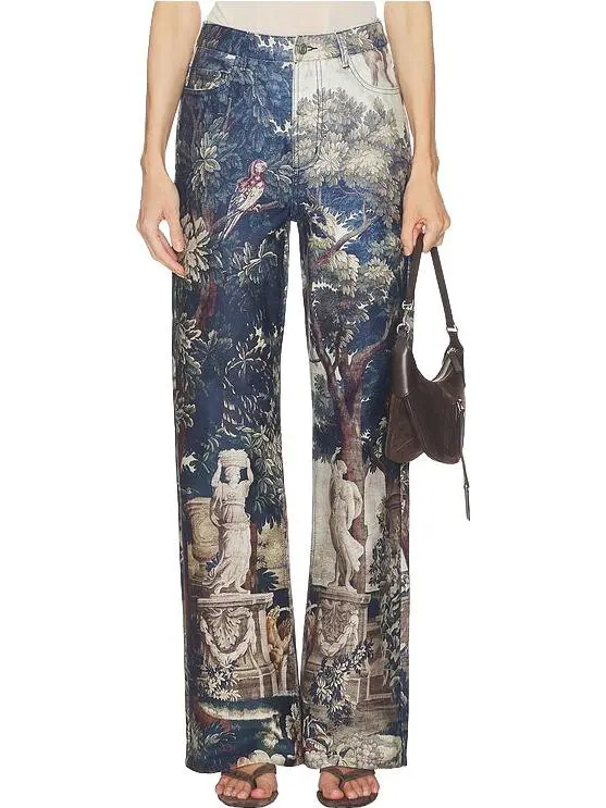 Courtney Zheng Tapestry Print Jeans - Blue