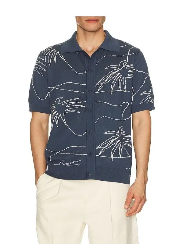 FAR AFIELD Palms Knitted Shirt In . Also - Blue