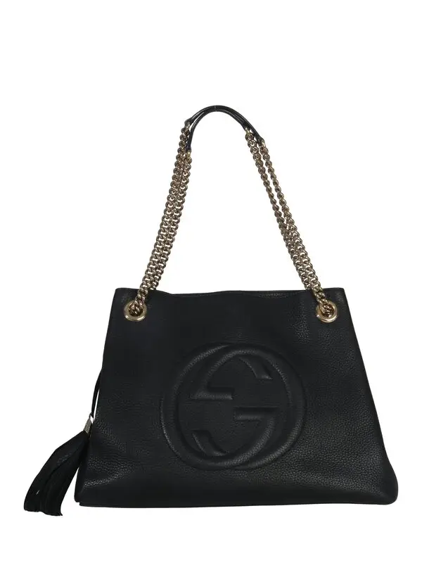 Gucci Pebbled Calfskin Soho Chain Shoulder Bag - Black