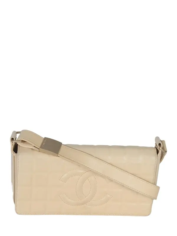 Chanel Quilted Lambskin Chocolate Bar Flap Bag - Beige