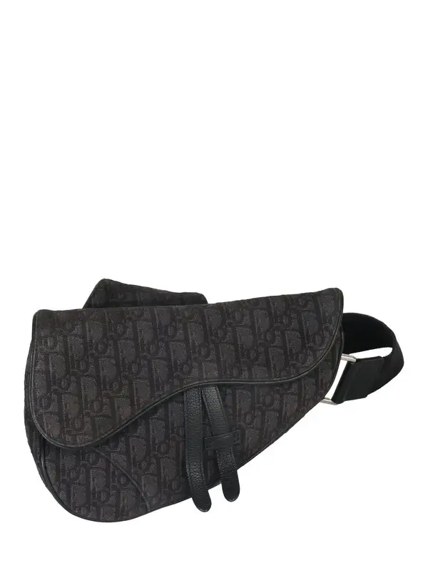 Dior Oblique Jacquard Canvas Saddle Bag - Black