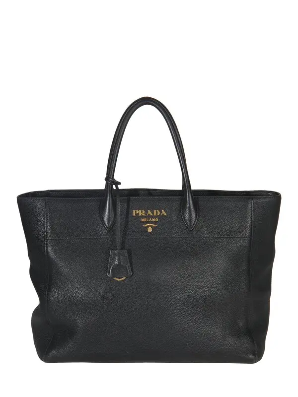 Prada Vitello Daino Shopping Tote - Black