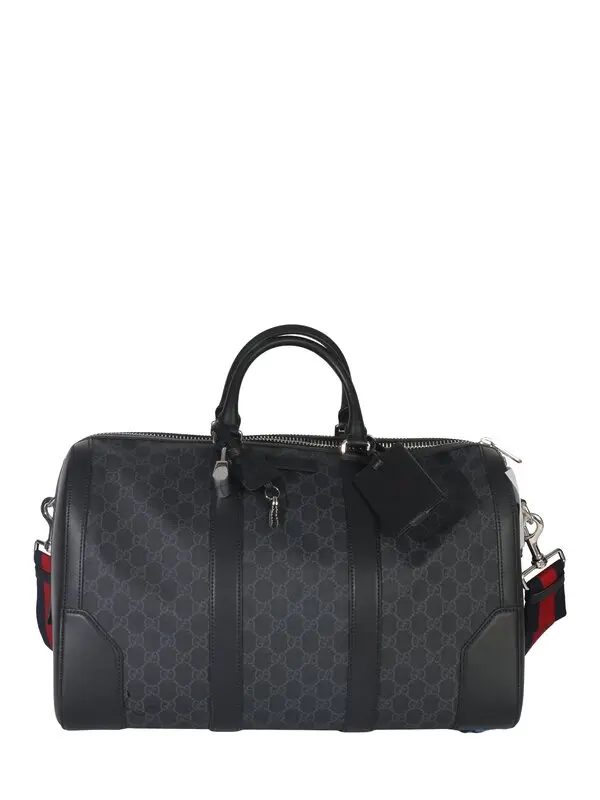 Gucci Gg Supreme Canvas Web Duffle Bag - Black