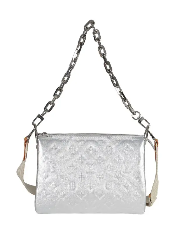 LOUIS VUITTON Metallic Monogram Embossed Coussin Pm - Silver