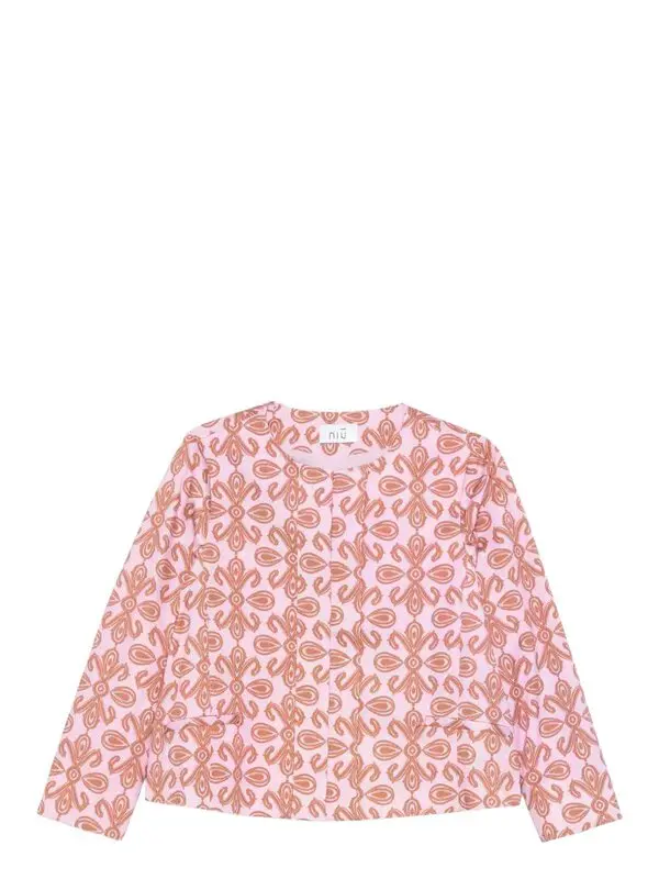 NIU Floral Print Bolero Jacket - Pink