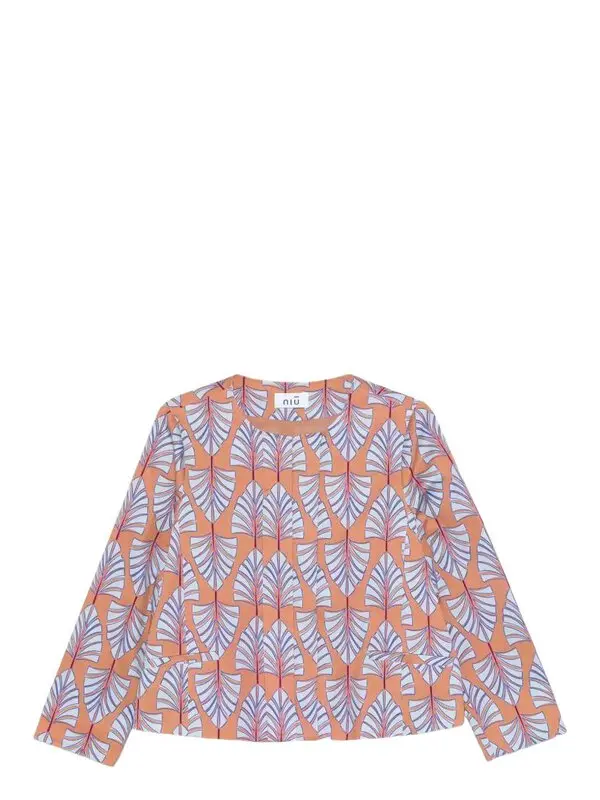 NIU Leaf-print Bolero Jacket - Orange