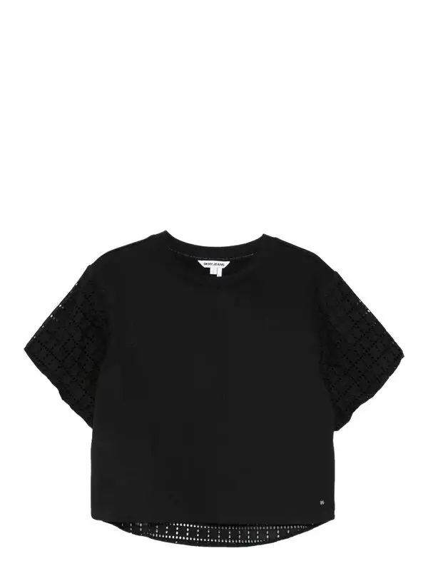 Dkny Openwork Sleeve T-shirt - Black