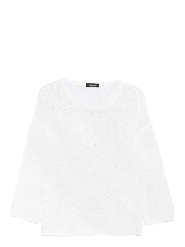 ANNE CLAIRE Round Neck Sweater - White