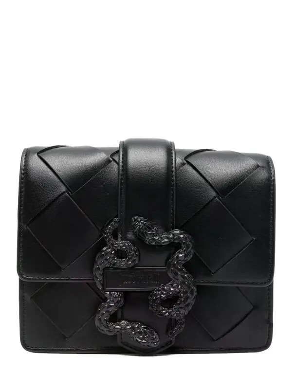 Just Cavalli Woven Leather Crossbody Bag - Black