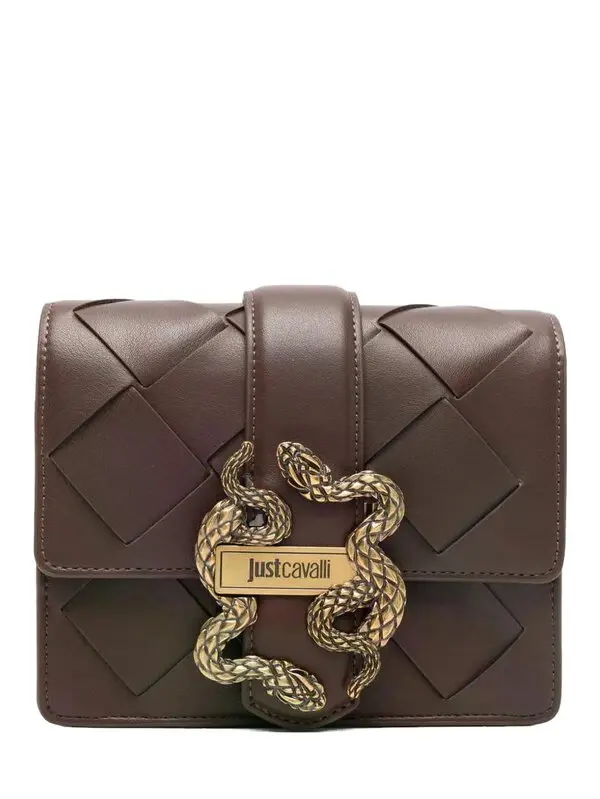 Just Cavalli Woven Leather Satchel - Brown