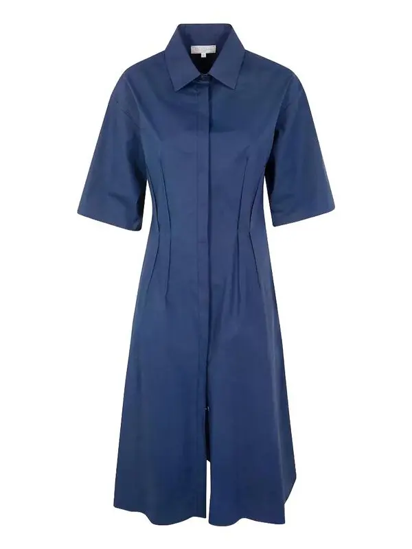Antonelli Firenze Short-sleeve Button-up Shirt Dress - Blue