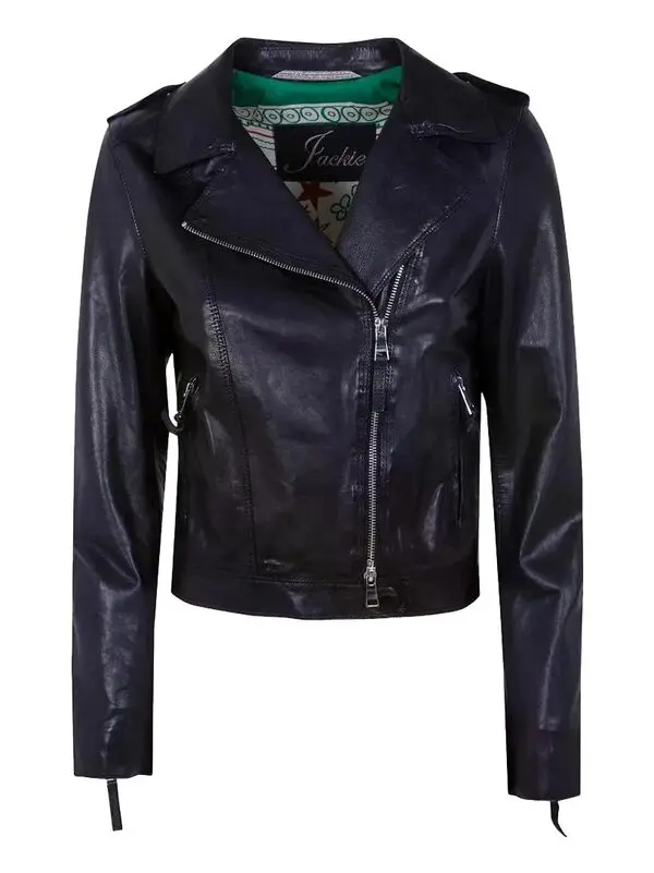 THE JACKIE LEATHERS Ciclone Zip-up Leather Jacket - Blue
