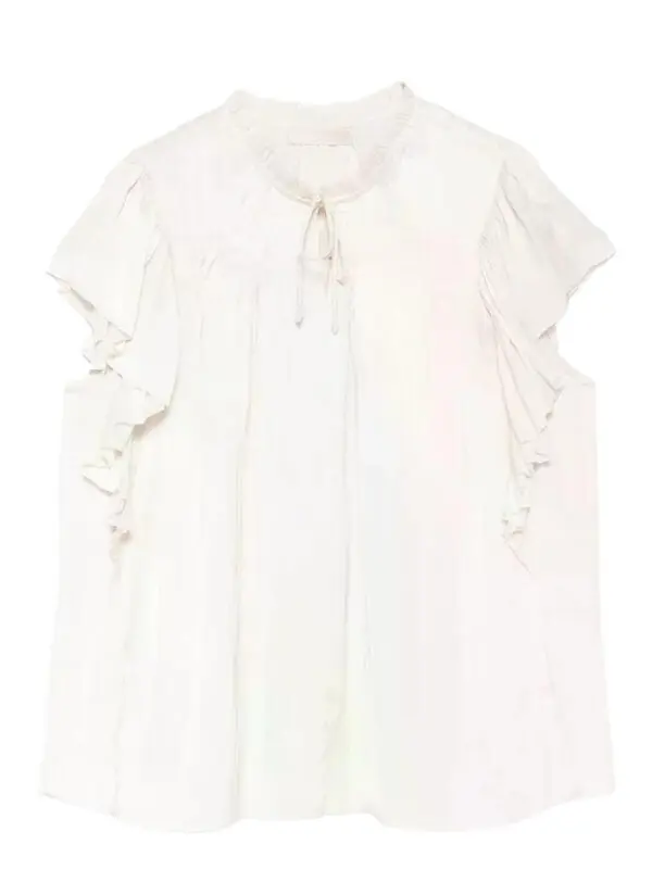 Ulla Johnson Agosta Flutter-sleeve Blouse - Neutrals