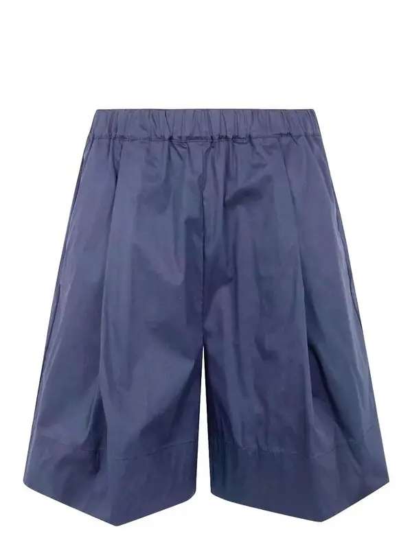 Liviana Conti Pleated Cotton Shorts - Blue