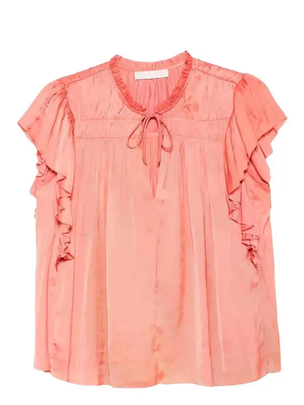 Ulla Johnson Agosta Ruffled Tie Top - Pink