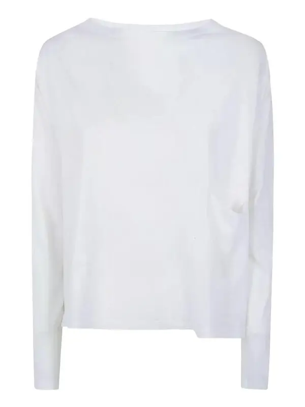 MA'RY'YA Draped-pocket Long-sleeve T-shirt - White