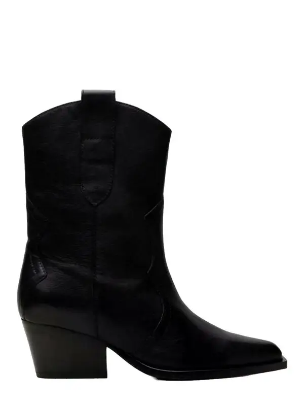 Free People Leather Cowboy Boots - Black