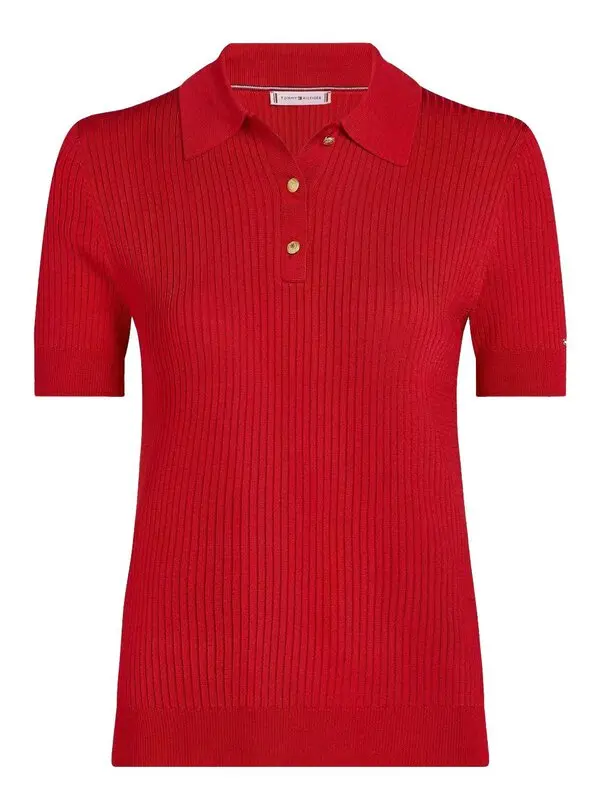 Tommy Hilfiger Ribbed Polo Shirt - Red