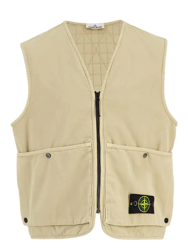 Stone Island Cotton Utility Vest - Beige