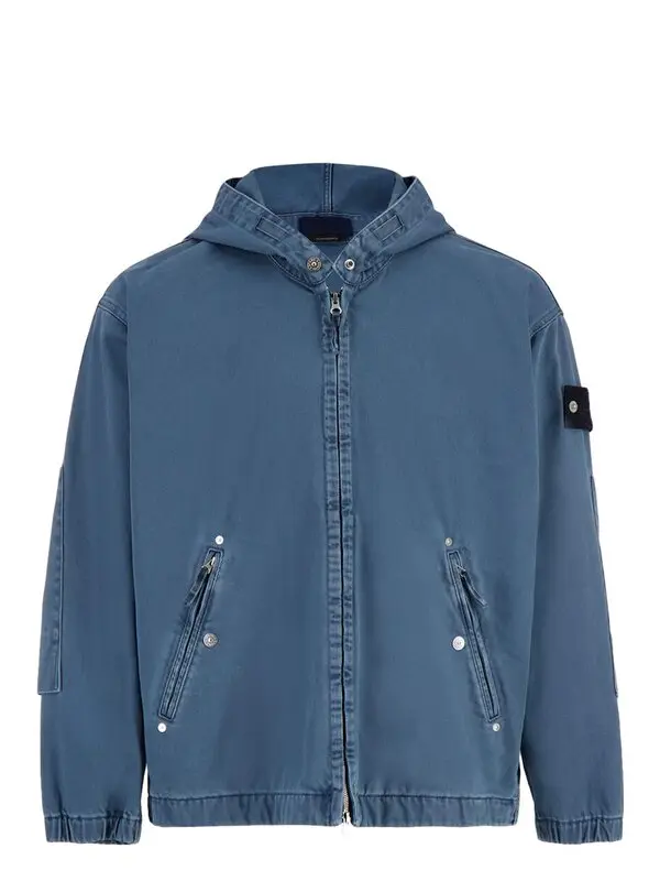 Stone Island Indigo Denim Hooded Jacket - Blue