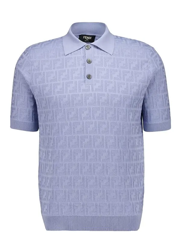 Fendi Light Ff Knit Cotton Polo Shirt - Blue
