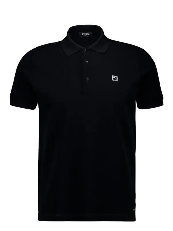 Fendi Cotton Piqué Slim Fit Polo Shirt - Black