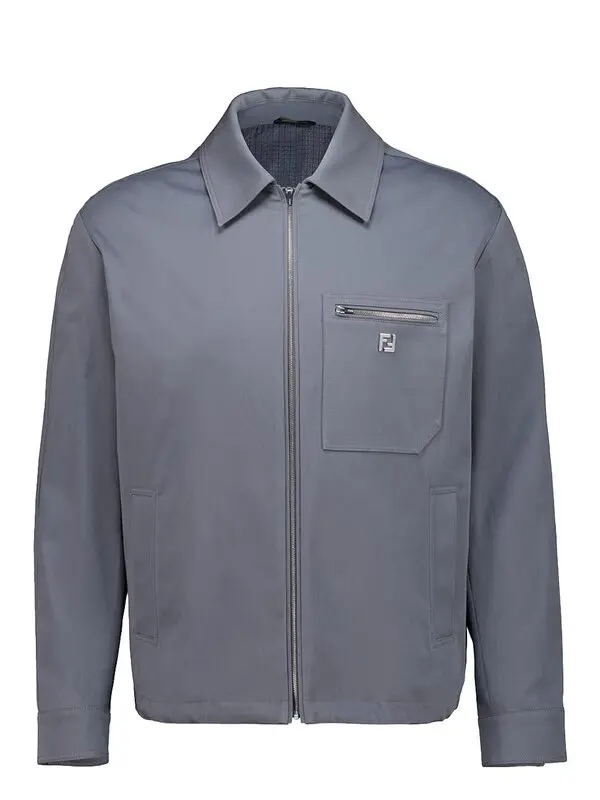 Fendi Stretch Gabardine Zip Blouson Jacket - Grey