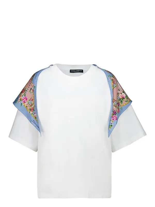 Dolce & Gabbana Cotton T-shirt With Floral Twill - White