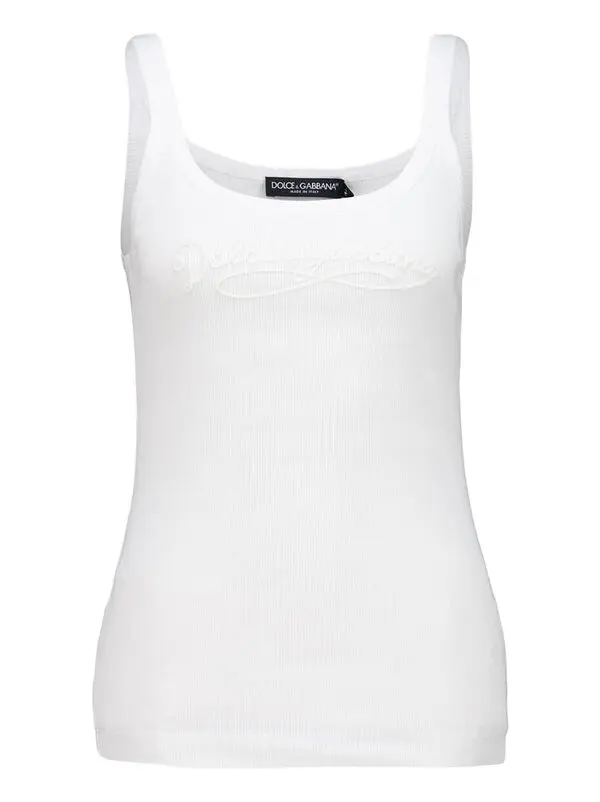 Dolce & Gabbana Ribbed Cotton Tank Top - White