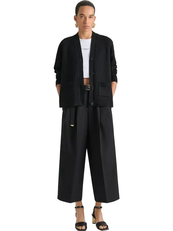 Givenchy Cropped Double Pleat Wool And Mohair Pants - Black