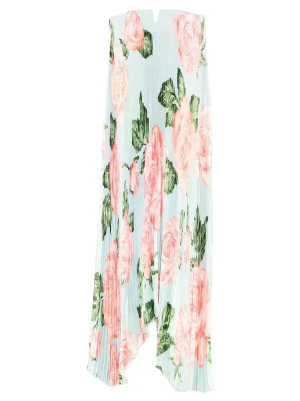 L'IDEE Floral Pleated Maxi Dress - Blue