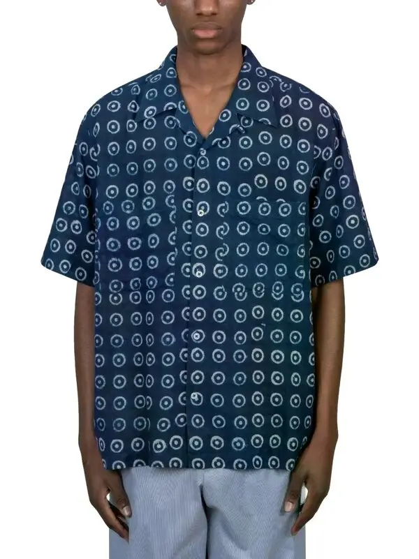 Universal Works Patterned Camper-collar Shirt - Blue