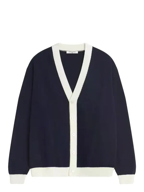 Maison Kitsuné Button-trim V-neck Cardigan - Blue
