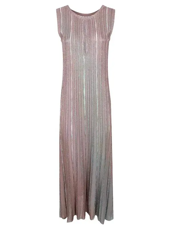 D.exterior Sequin Striped Dress - Neutrals
