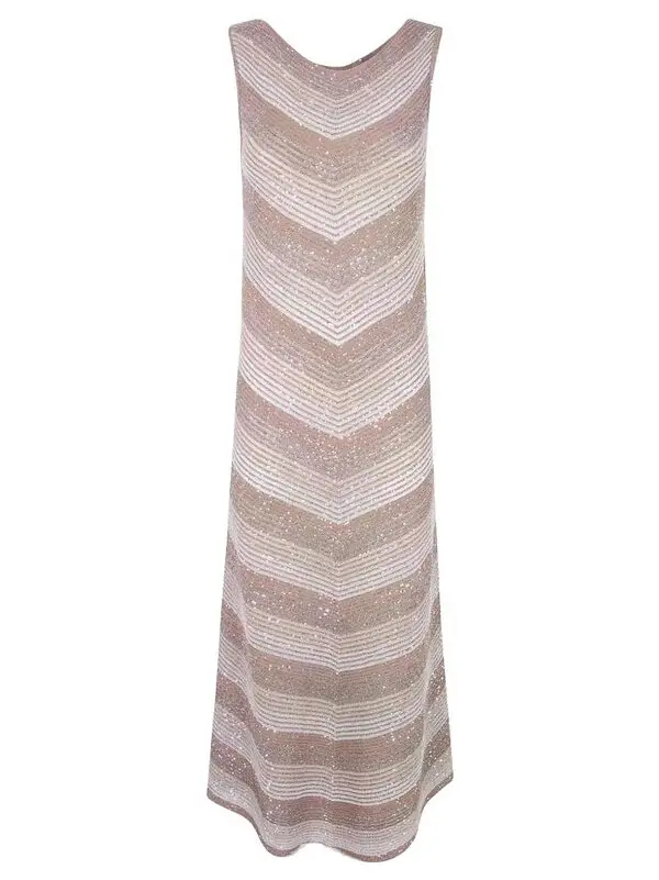 D.exterior Striped Sequin Dress - Neutrals