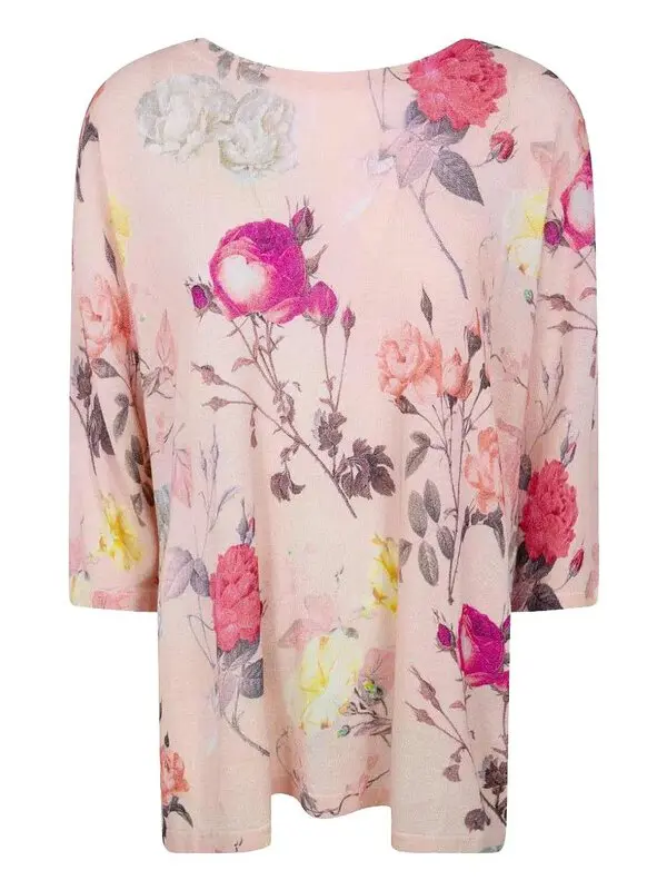 IN BED WITH YOU Floral Print Sweater - Pink
