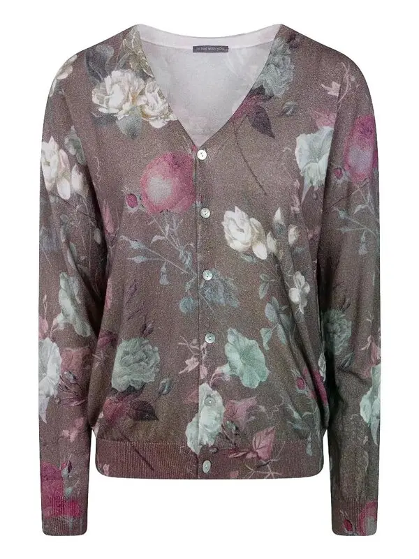 IN BED WITH YOU Floral-print Linen Cardigan - Brown