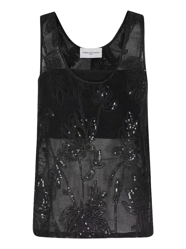 ISABELLE BLANCHE Sequin Embellished Sleeveless Top - Black