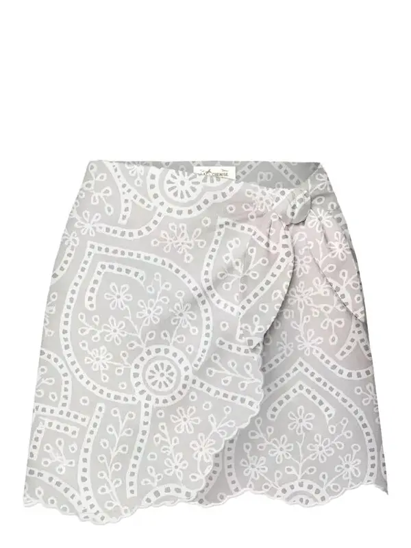 MC2 SAINT BARTH Floral Embroidered Mini Skirt - Grey