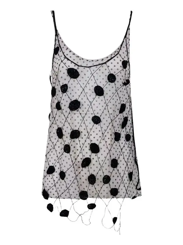 AVIU Polka-dot Lattice Top - White
