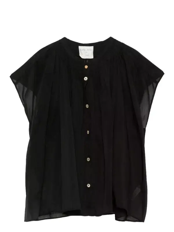 FORTE_FORTE Gathered-detail Blouse - Black