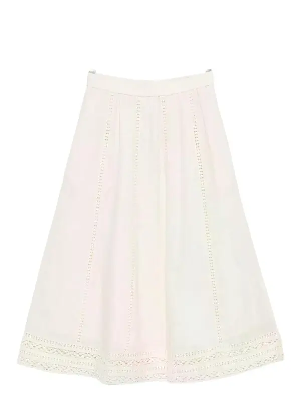 Max Mara Lace-trim Midi Skirt - Neutrals